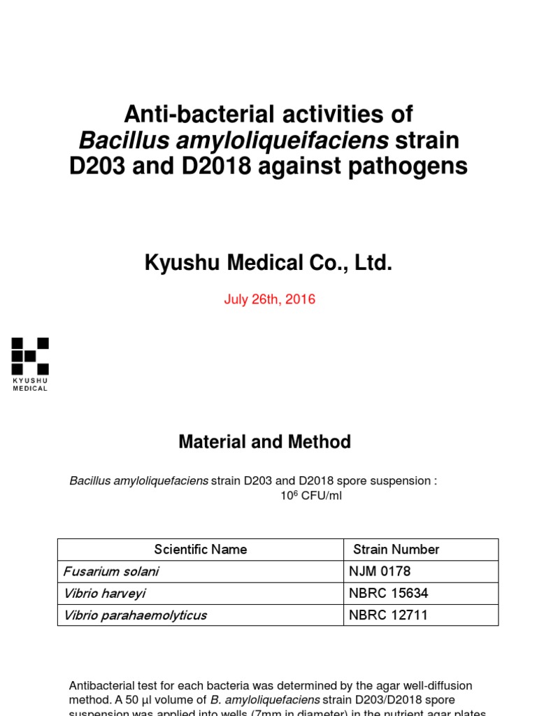 Antibacterial Activities of Bacillus Amyloliqueifaciens Strain D203 and D2018 | PDF