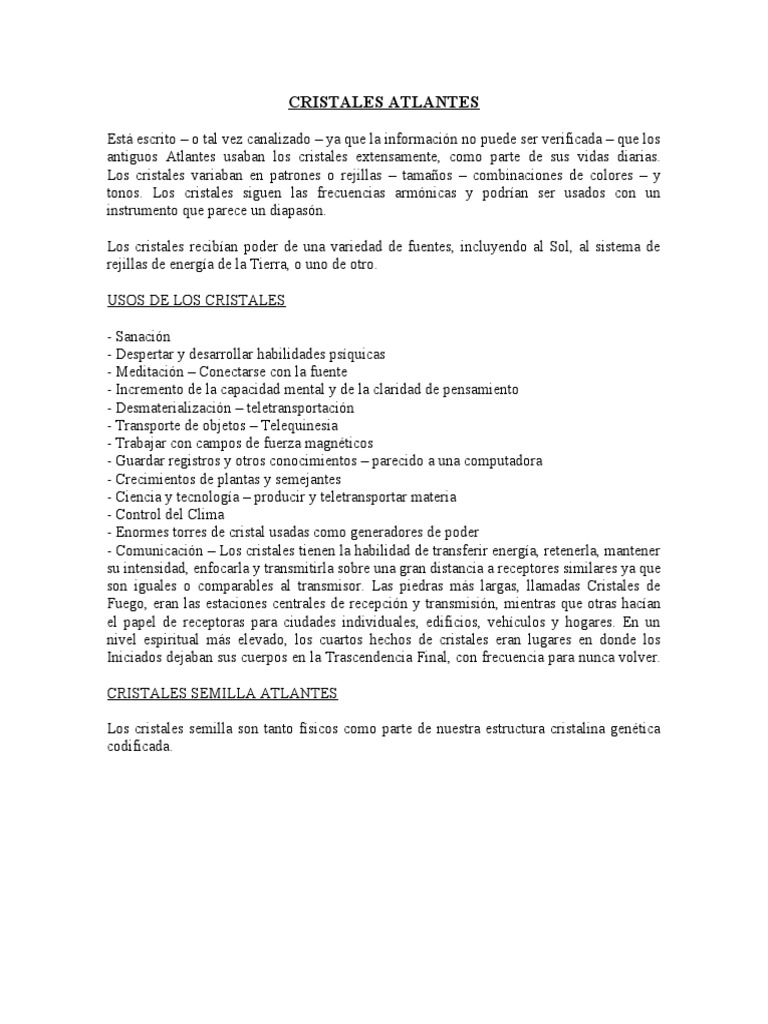 Cristales Atlantes | PDF | Cuarzo | Cristal