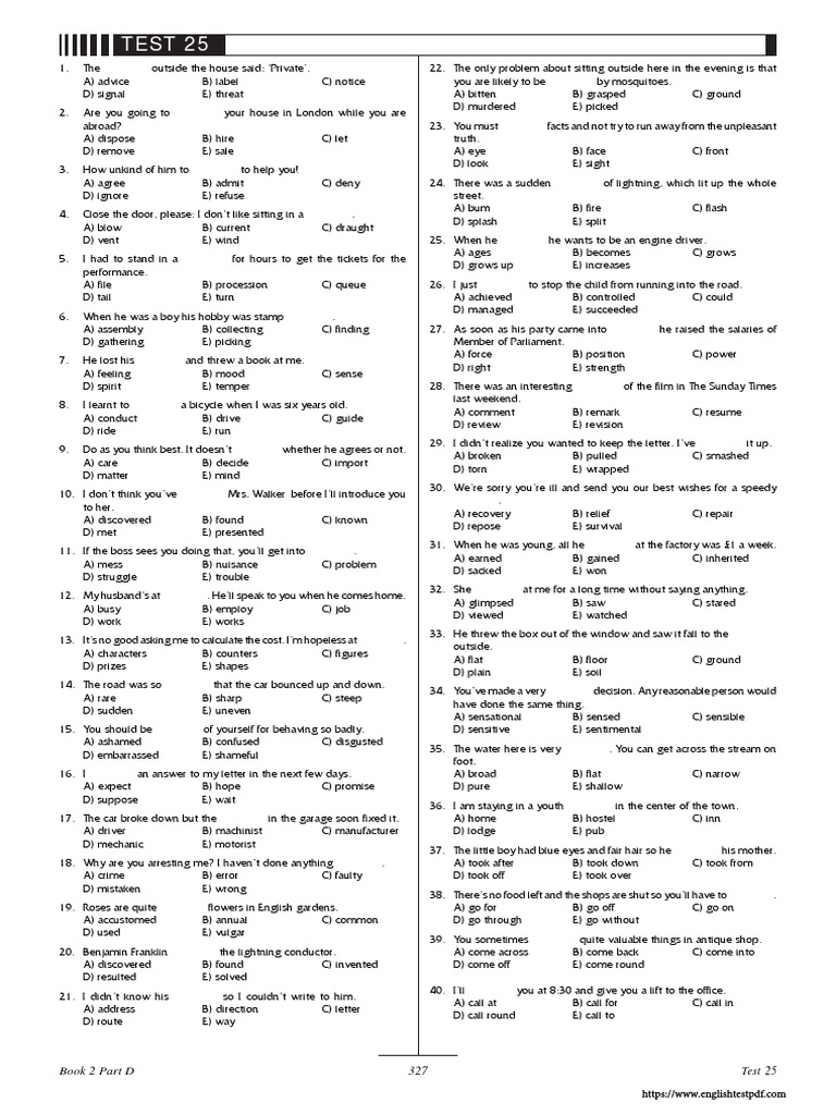 English Vocabulary Practice Test 25 | PDF