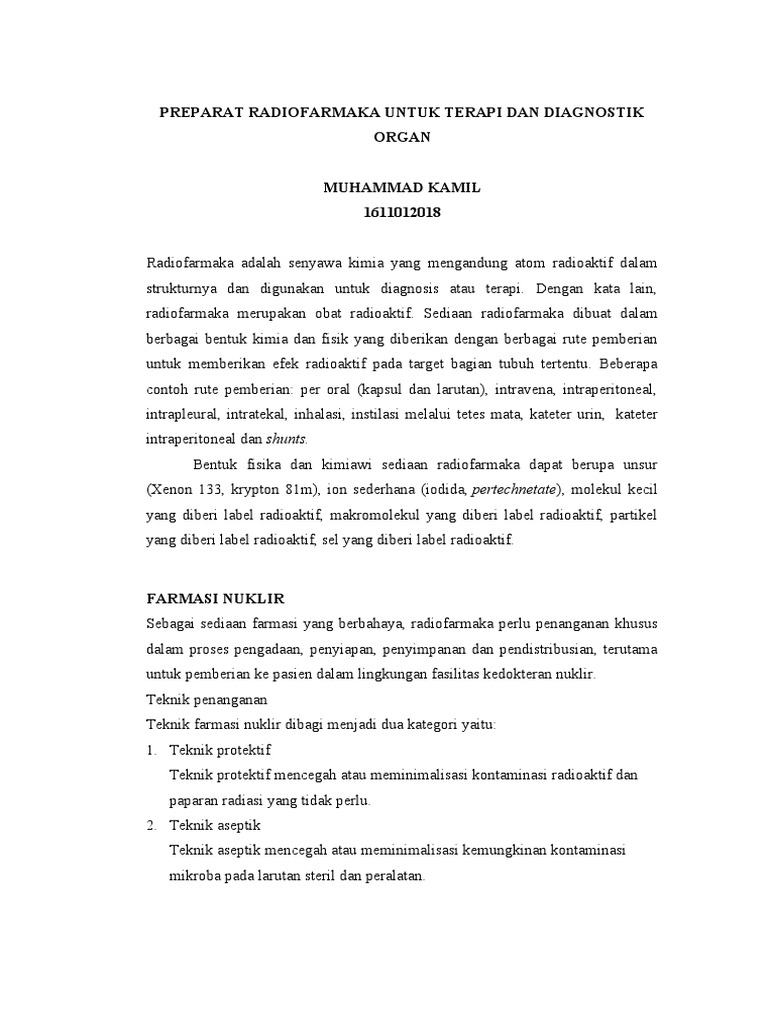 Preparat Radiofarmaka Untuk Terapi Dan Diagnostik Organ Tulang Dan ...