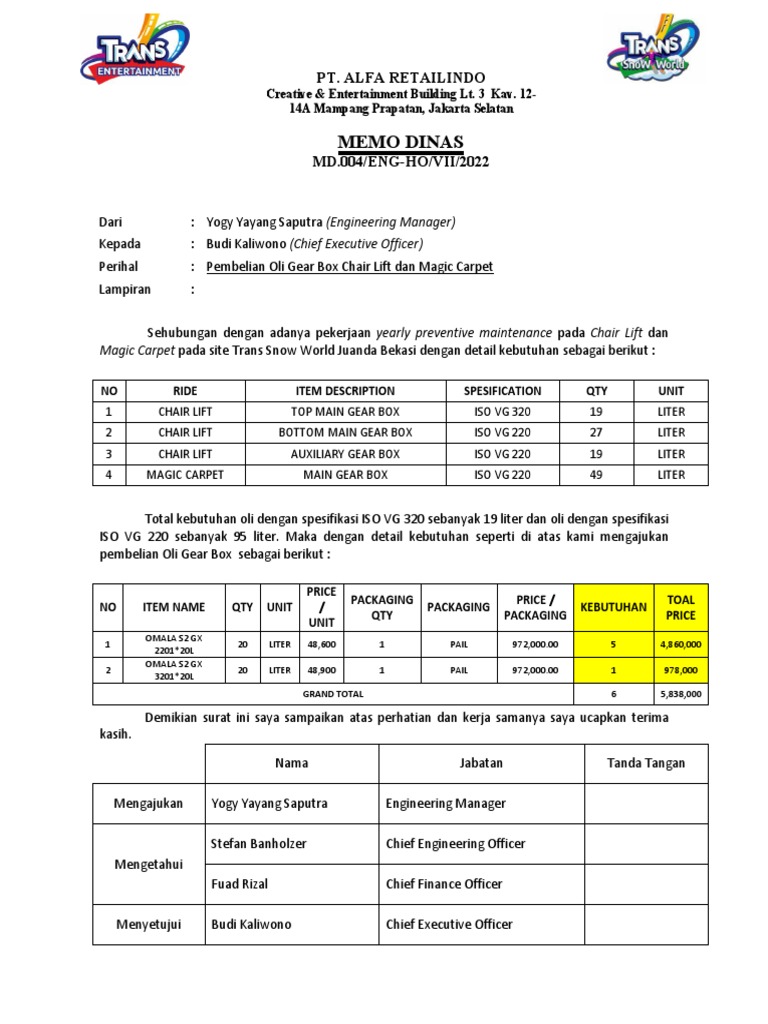 4 MD.004 - ENG-HO - VII - 2022-Pembelian Oli Gearbox Untuk Chair Lift ...
