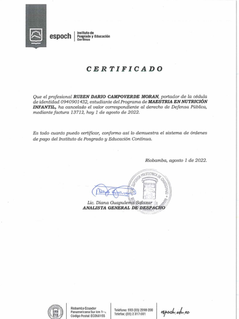 Certificado de No Adeudar | PDF