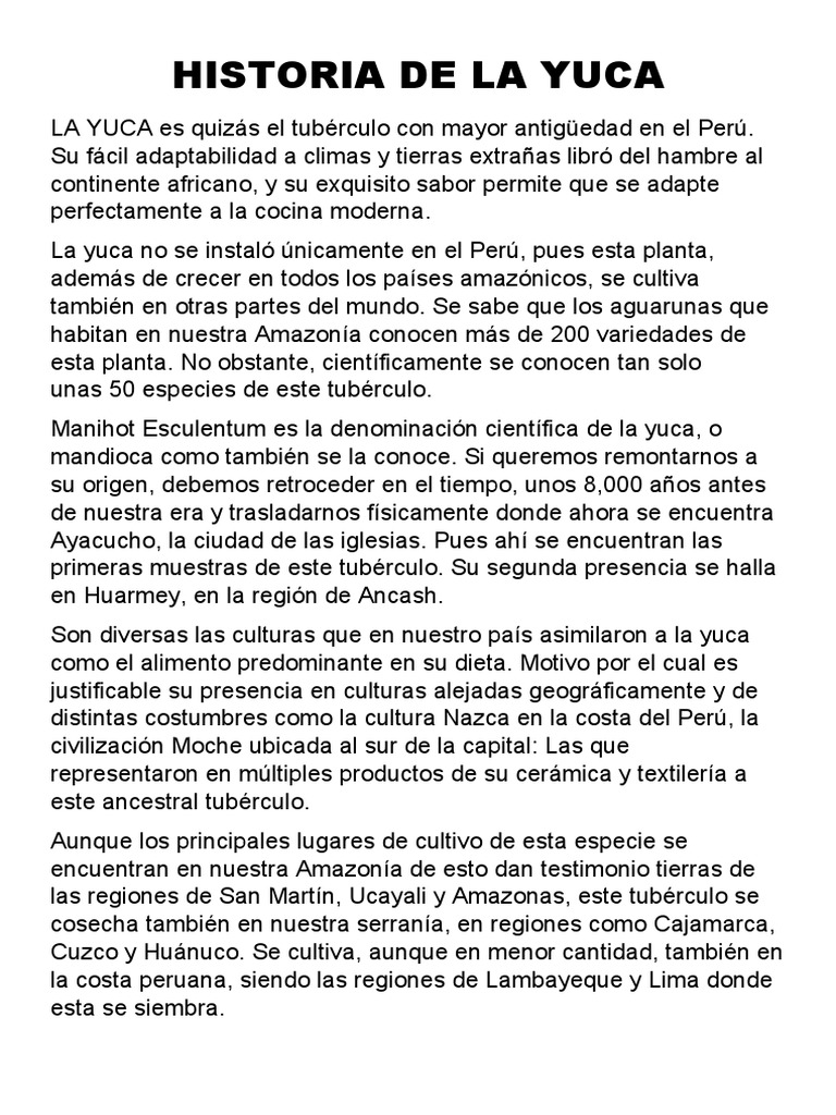 Historia de La Yuca | PDF