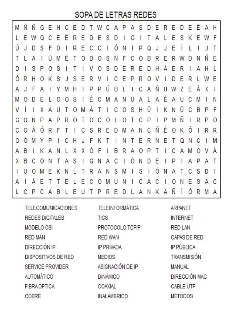 Sopa de Letras Del Internet | PDF