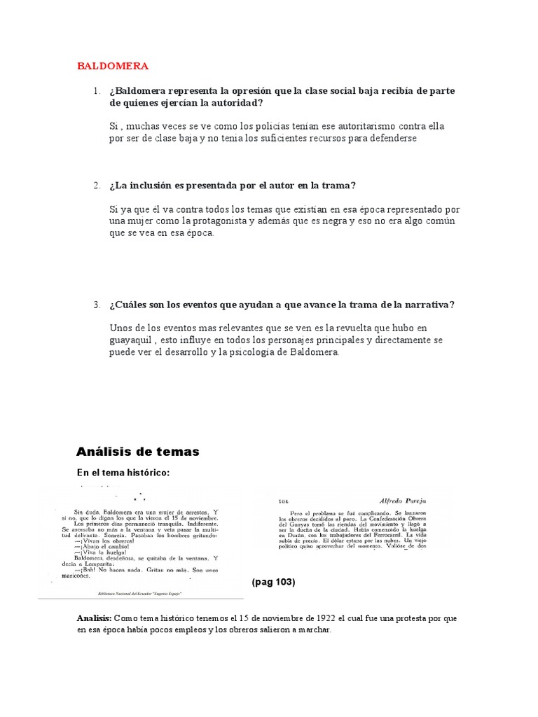 Baldomera: Lucha y Desigualdad Social | PDF | Historia | Ficción general