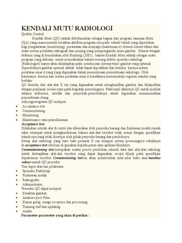 Kendali Mutu Radiologi | PDF