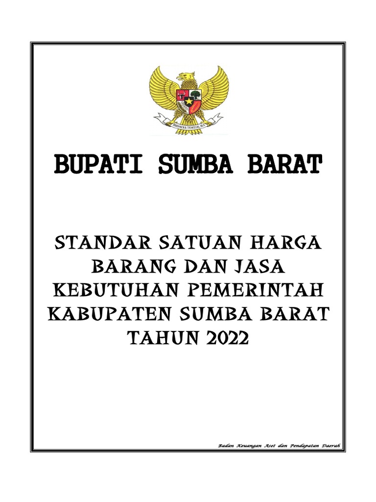 Standar Satuan Harga Tahun 2022 | PDF