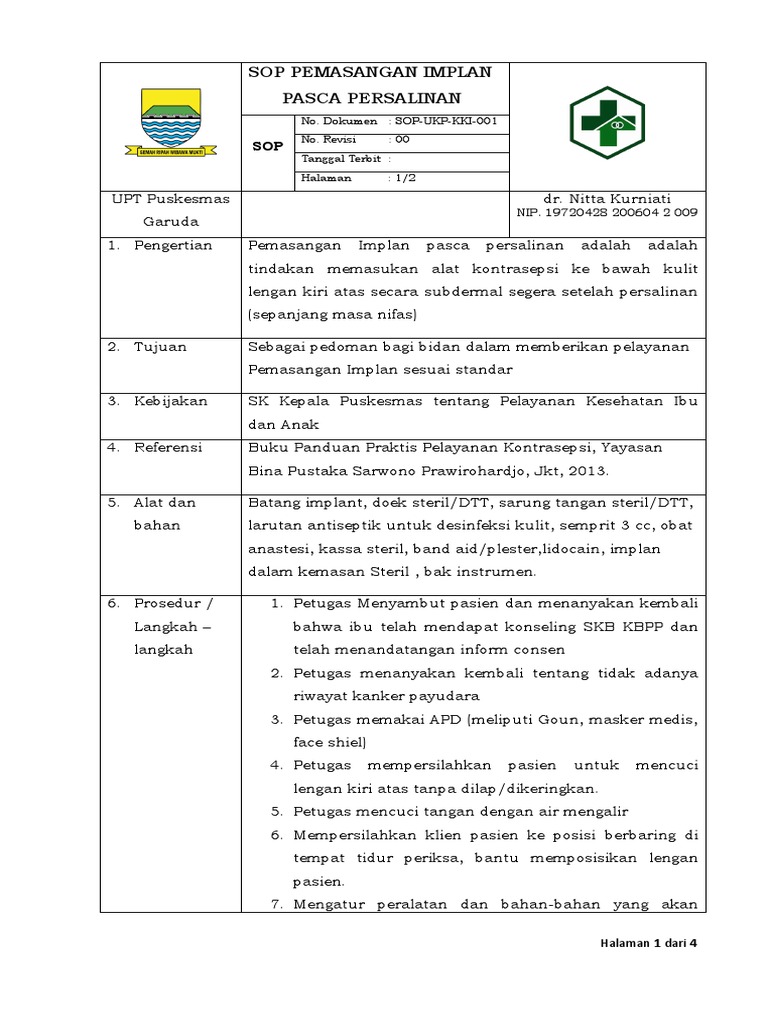 Sop Pemasangan Implan | PDF