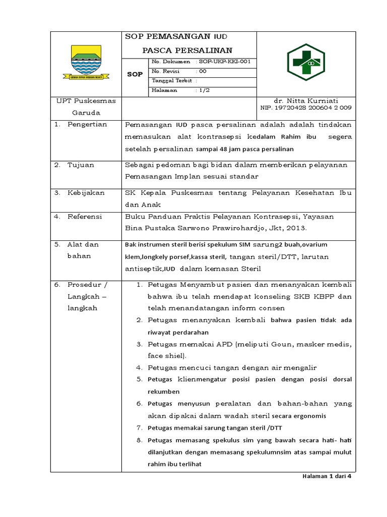 SOP IUD Pasca Persalinan | PDF