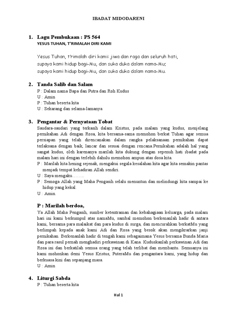 Ibadat Midodareni untuk Pernikahan Katolik | PDF