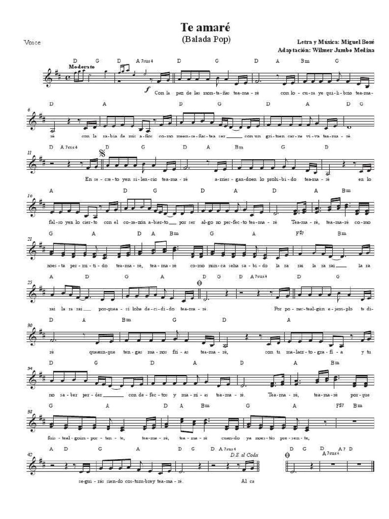 Te Amare Melodia Con Acordes | PDF