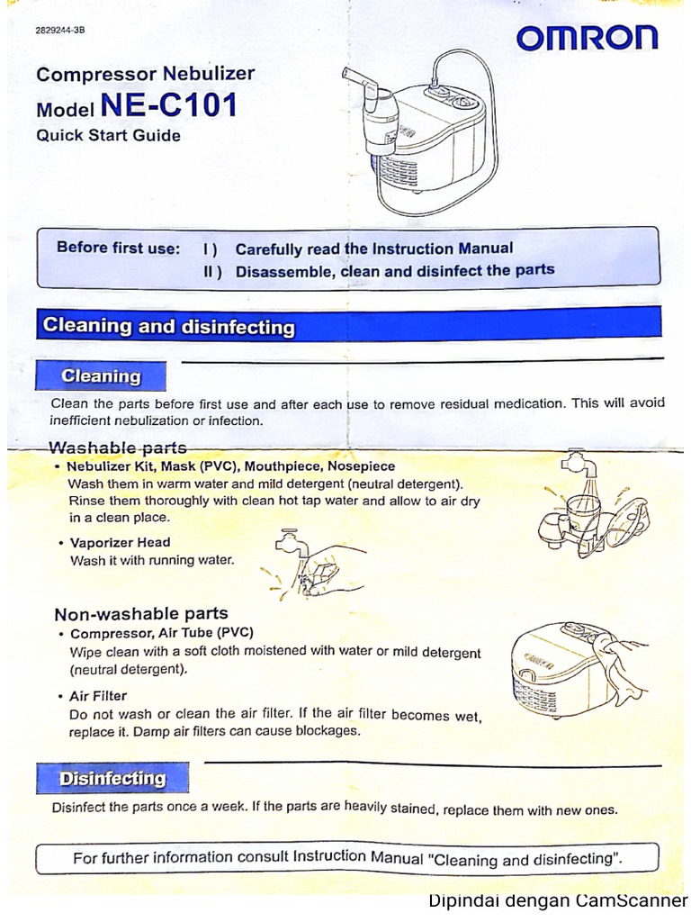 Start Guide Compressor Nebulizer Omron NE-C101 | PDF