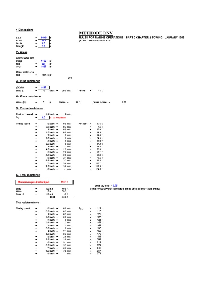 Bollard Pull Calculation | PDF | Shipping | Ships