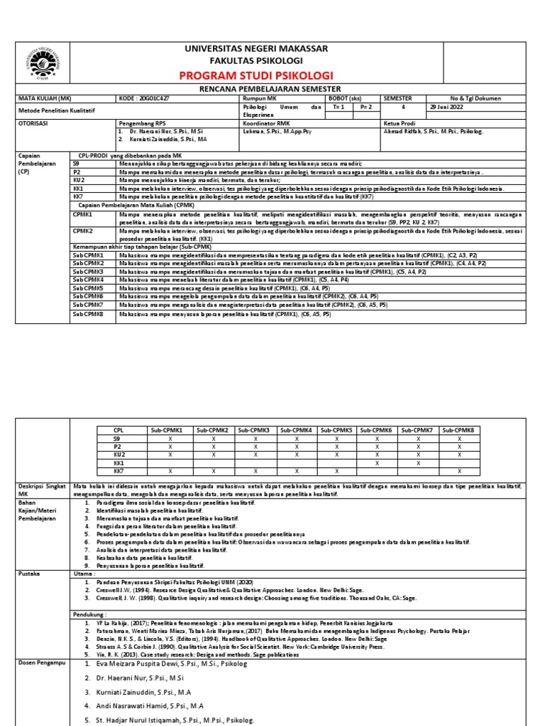RPS - MetPen Kualitatif 2 | PDF