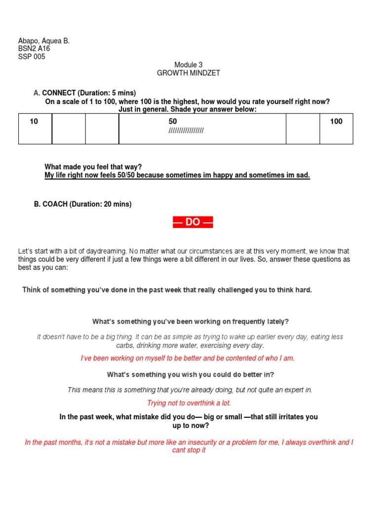 Module 3 GROWTH MINDSET | Download Free PDF | Mindset | Cognition