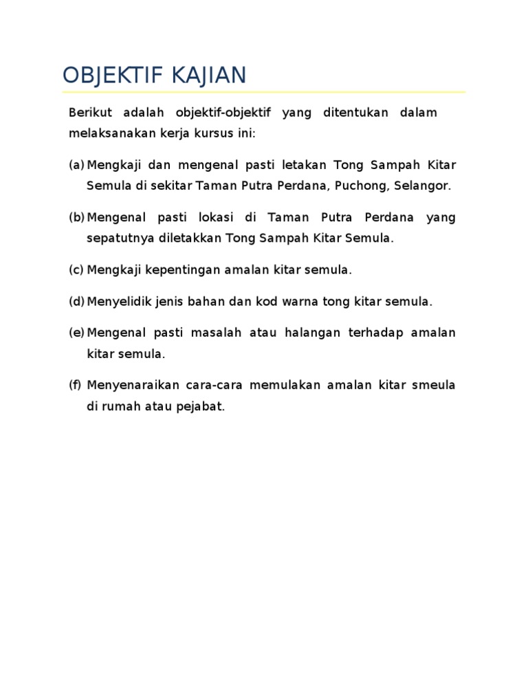 Objektif Kajian | PDF