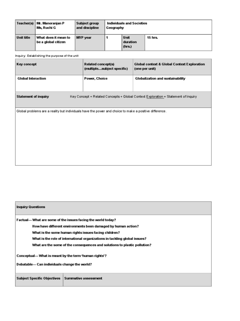 MYP 1 Individuals and Societies 1 | Download Free PDF | Teaching Method ...