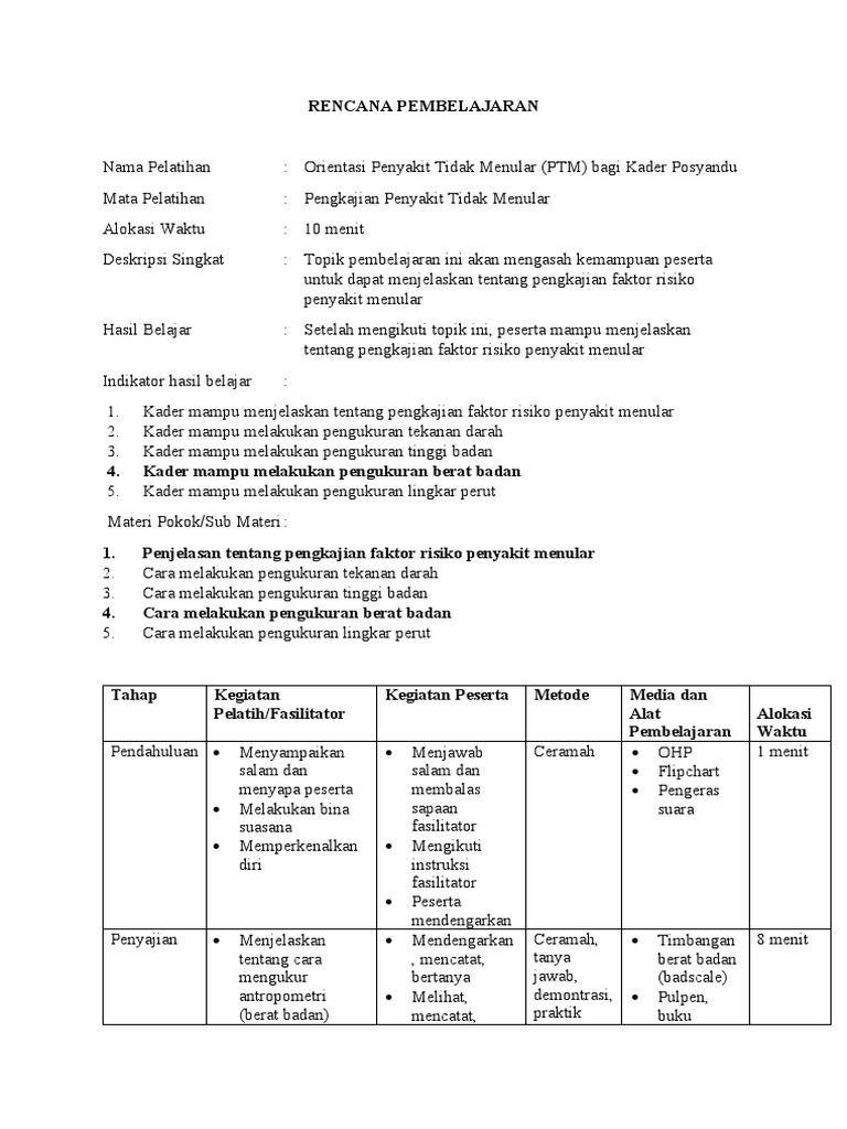 Contoh Rencana Pembelajaran | PDF