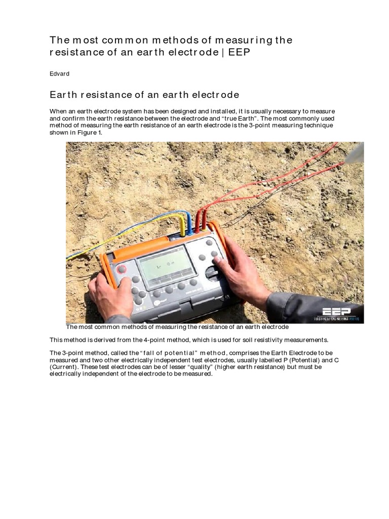 Measuring Earth Electrode Resistance Methods | PDF | Electrical ...