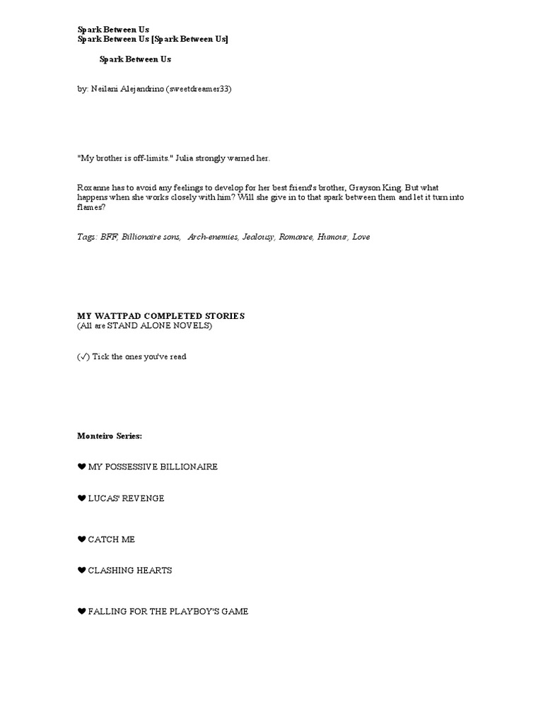 Sweetdreamer33 - Spark Between Us c1-31 | PDF | You Tube