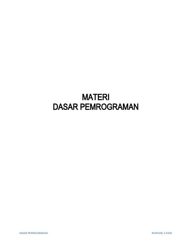 Materi Dasar Pemrograman dan Algoritma | PDF