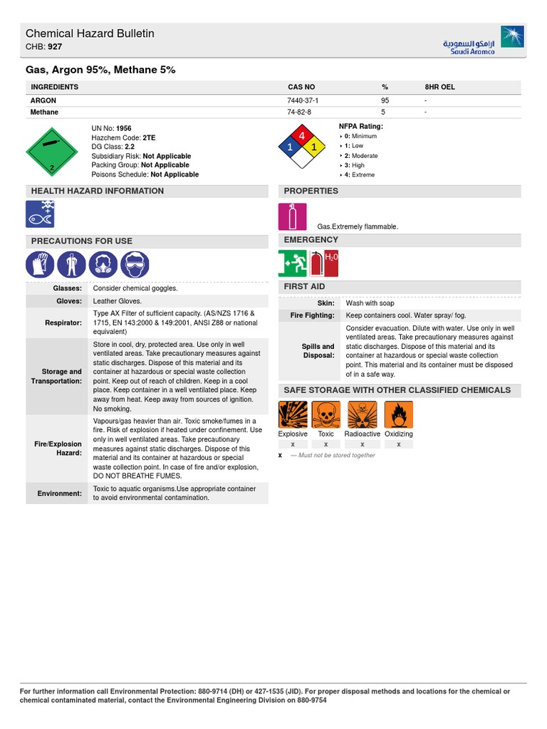 Chemical Hazard Bulletin - (CHB-927) - Argon | PDF | Toxicity ...