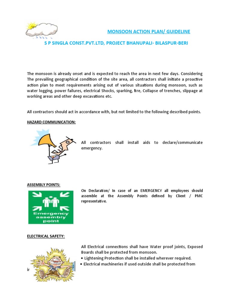 MONSOON ACTION PLAN - & Checklist S P SINGLA CONST - PVT.LTD, PROJECT ...