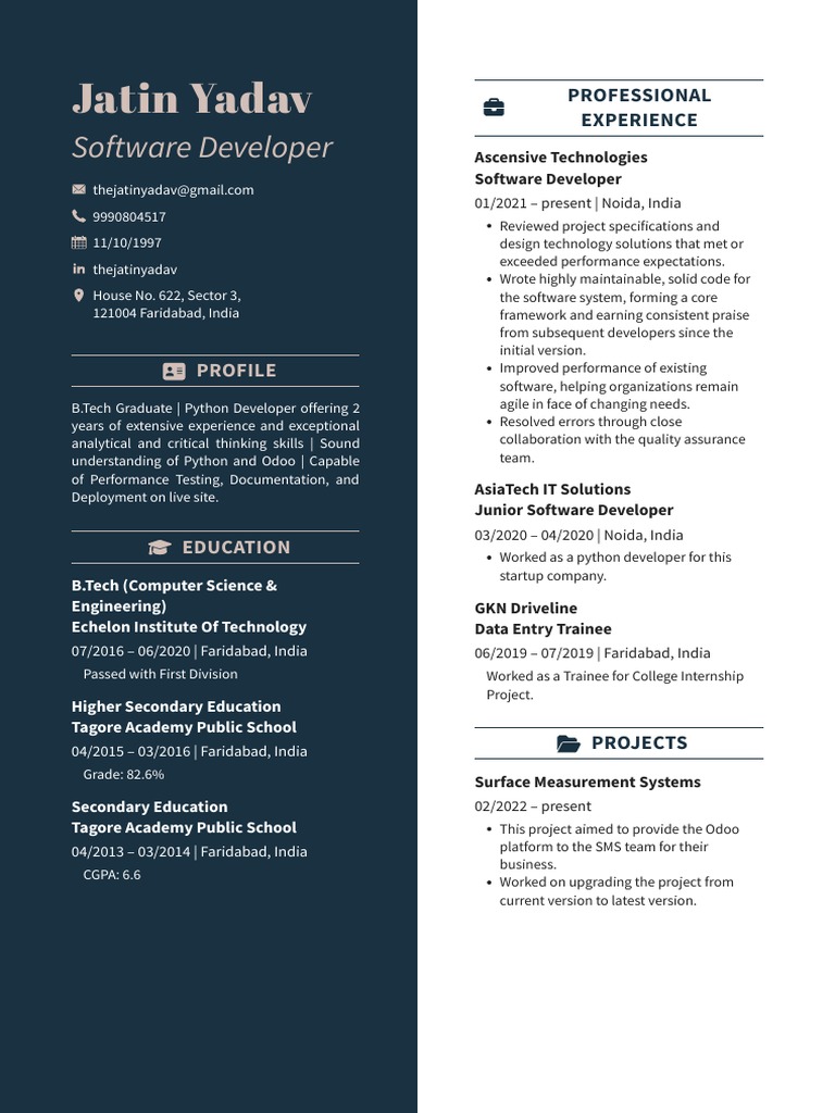Jatin Yadav Resume | PDF | Programmer | Software Jatin Yadav Resume | PDF | Programmer | Software