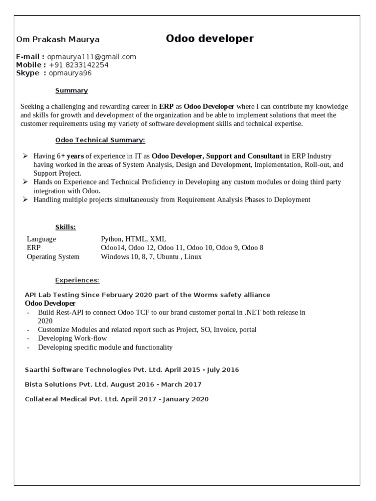 Om Odoo Developer | Download Free PDF | Enterprise Resource Planning | Xml