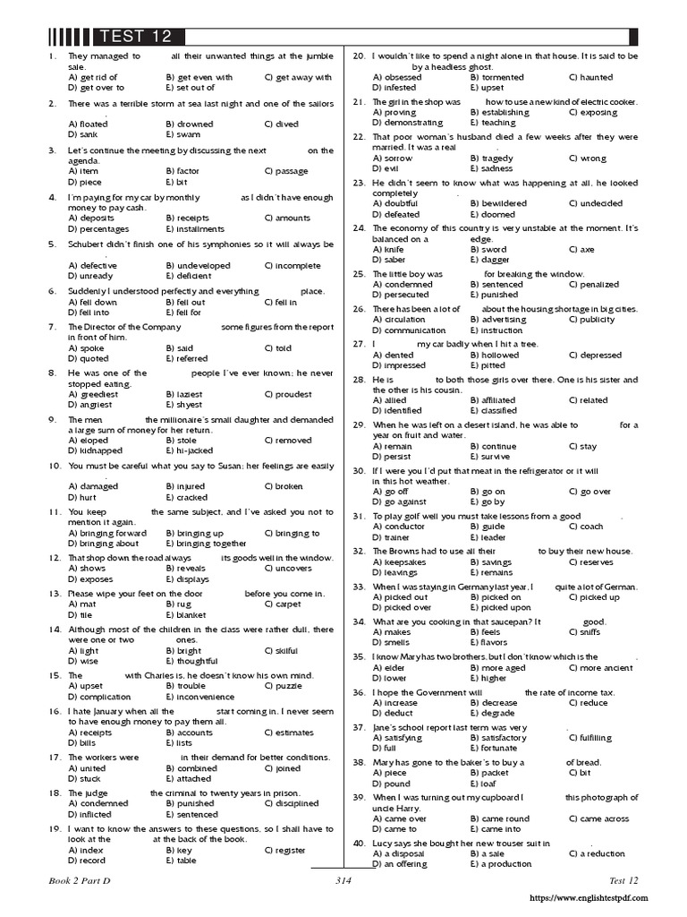 Upper Level Vocabulary 12 | PDF
