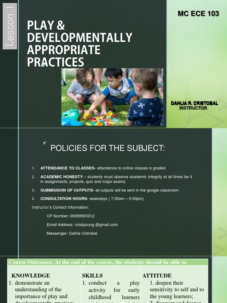 Lesson 1 (MC Ece 103) | PDF | Early Childhood Education | Child Care