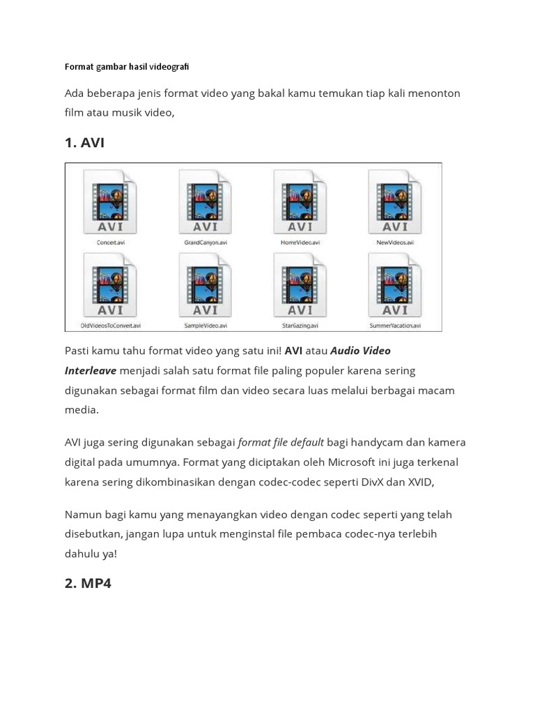 Format Gambar Hasil Videografi | PDF
