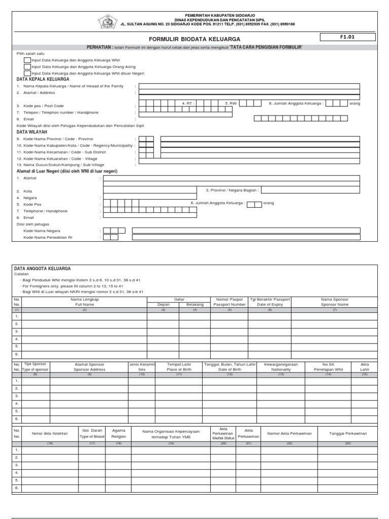 f1.01 Formulir Biodata | PDF