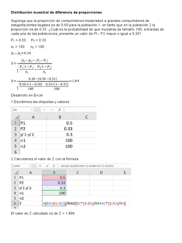 4 Distribución Muestral de Diferencia de Proporciones | PDF