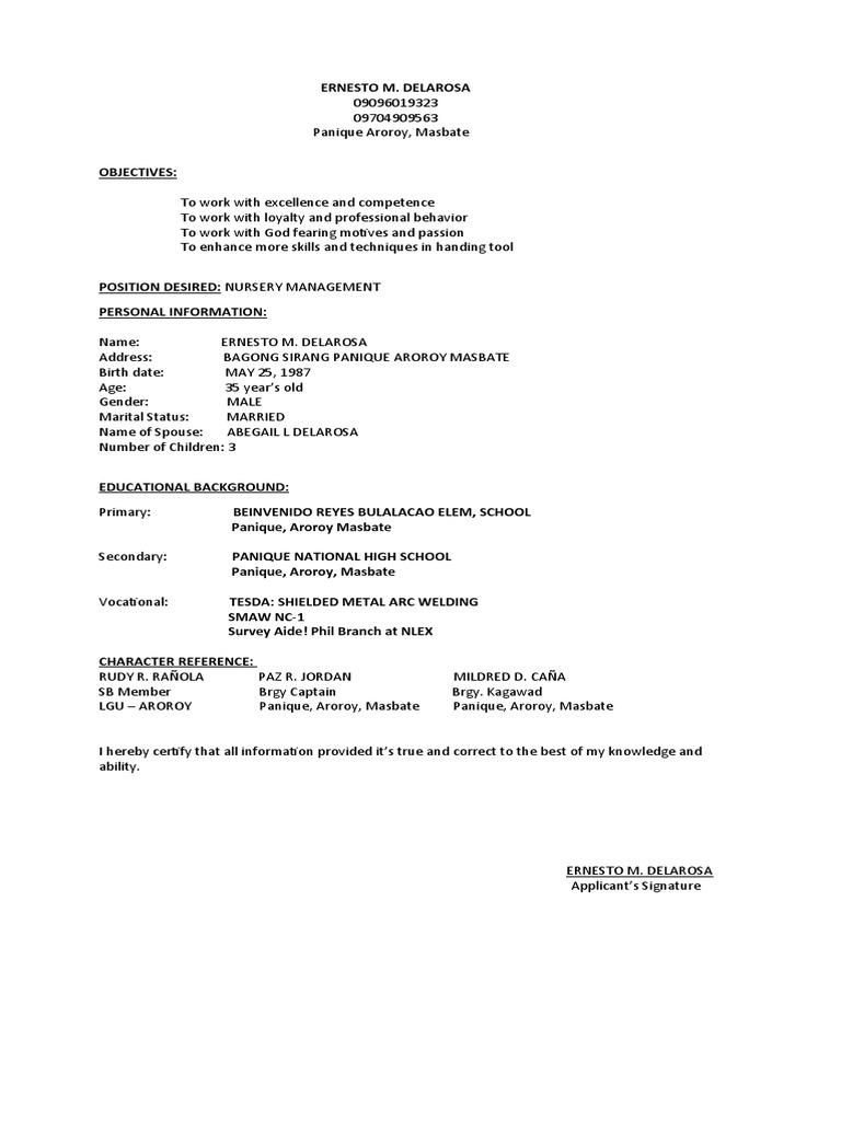 Resume Ernesto M. Delarosa | PDF