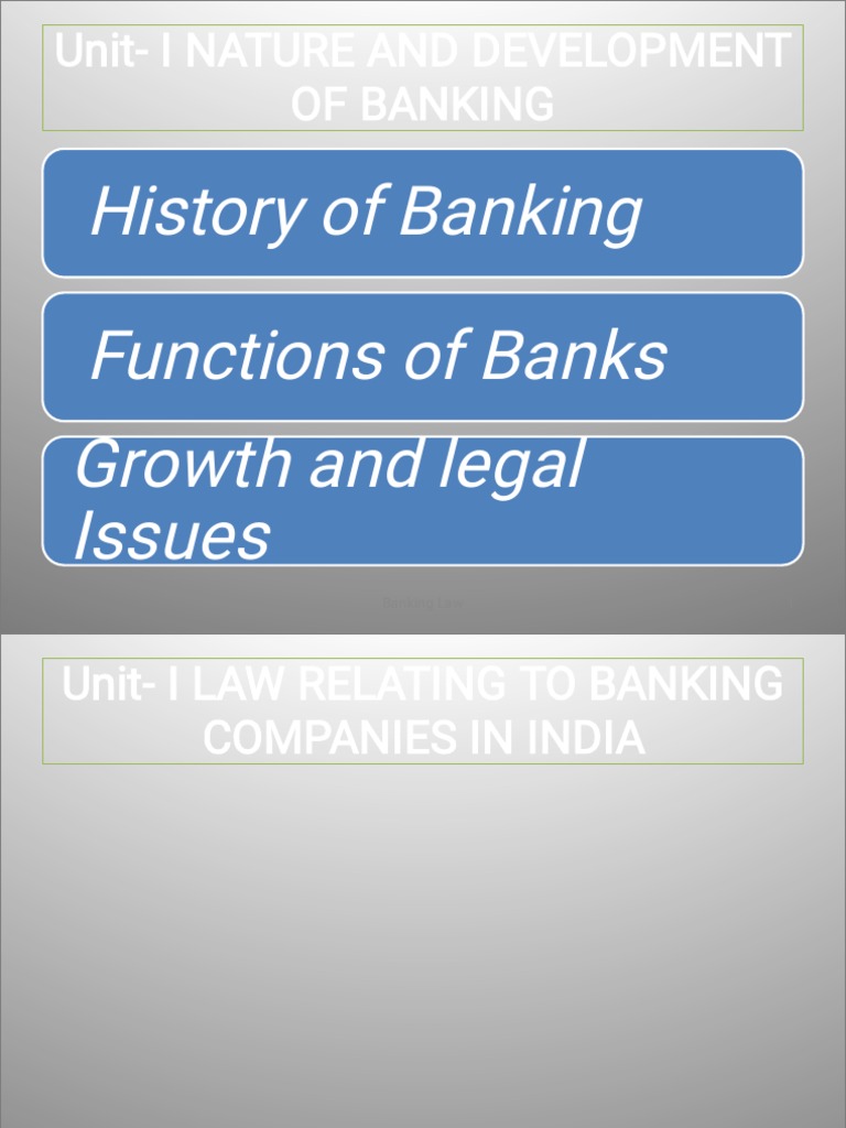 Banking Law Notes Till Unit 3 | PDF | Reserve Bank Of India | Banks