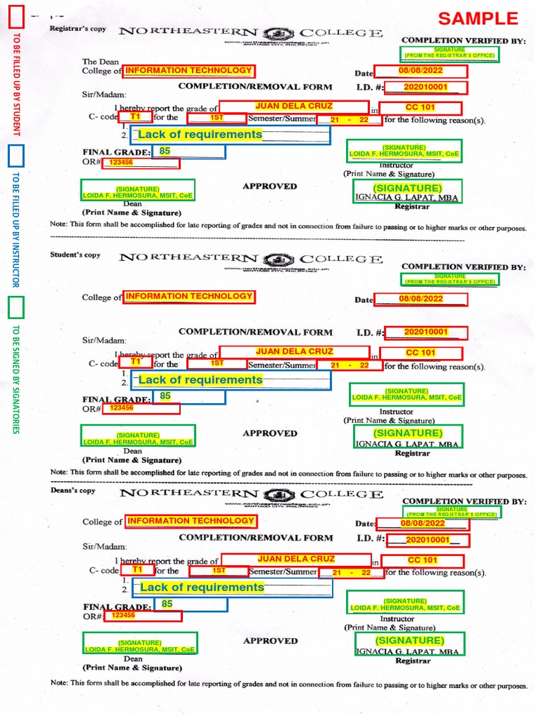 Completion Form Sample | PDF