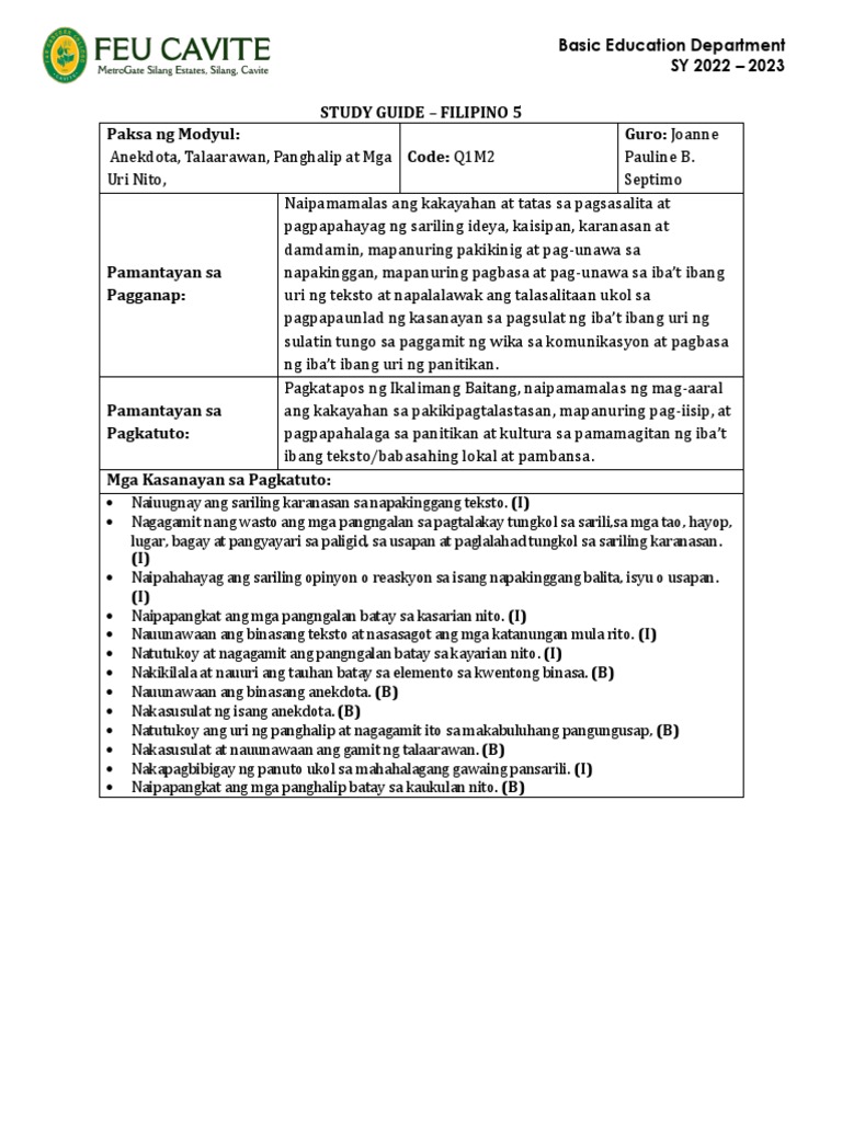 Approved Q1M2 Fil05 20222023 | PDF