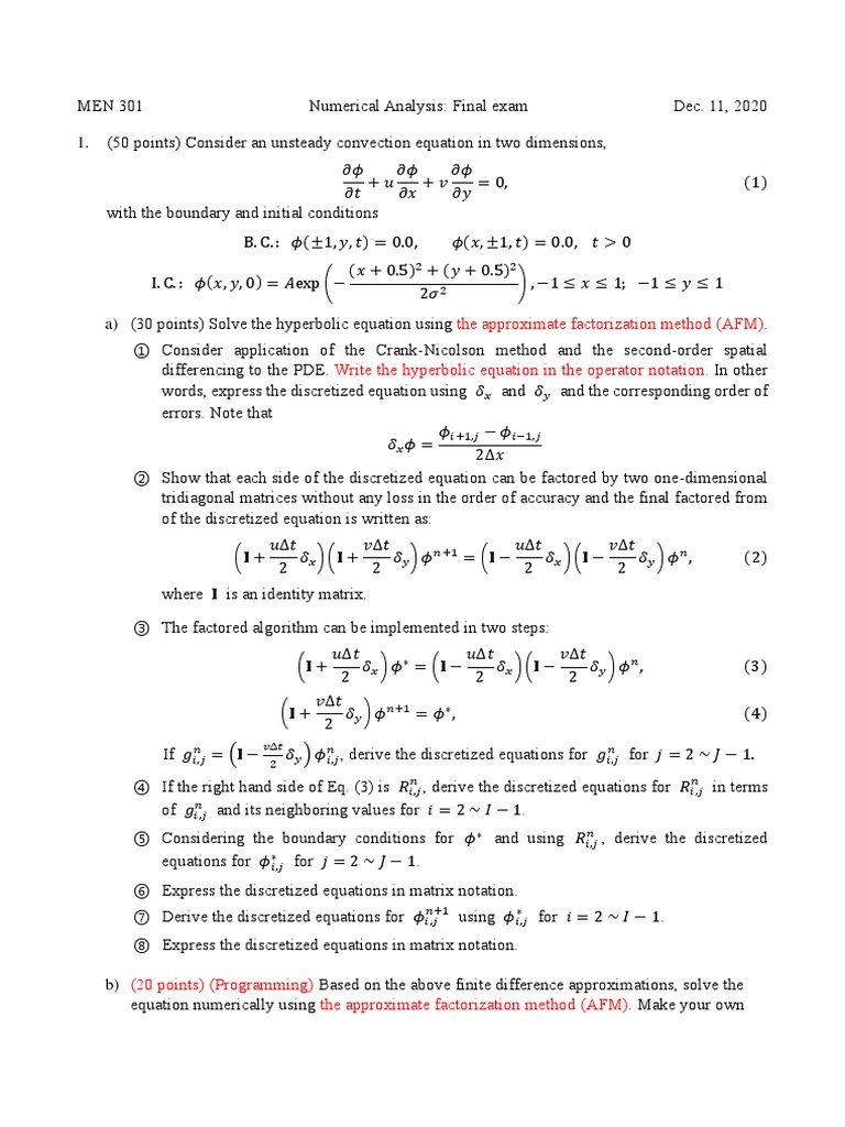Final Exam-2020 | PDF | Partial Differential Equation | Algorithms Final Exam-2020 | PDF | Partial Differential Equation | Algorithms