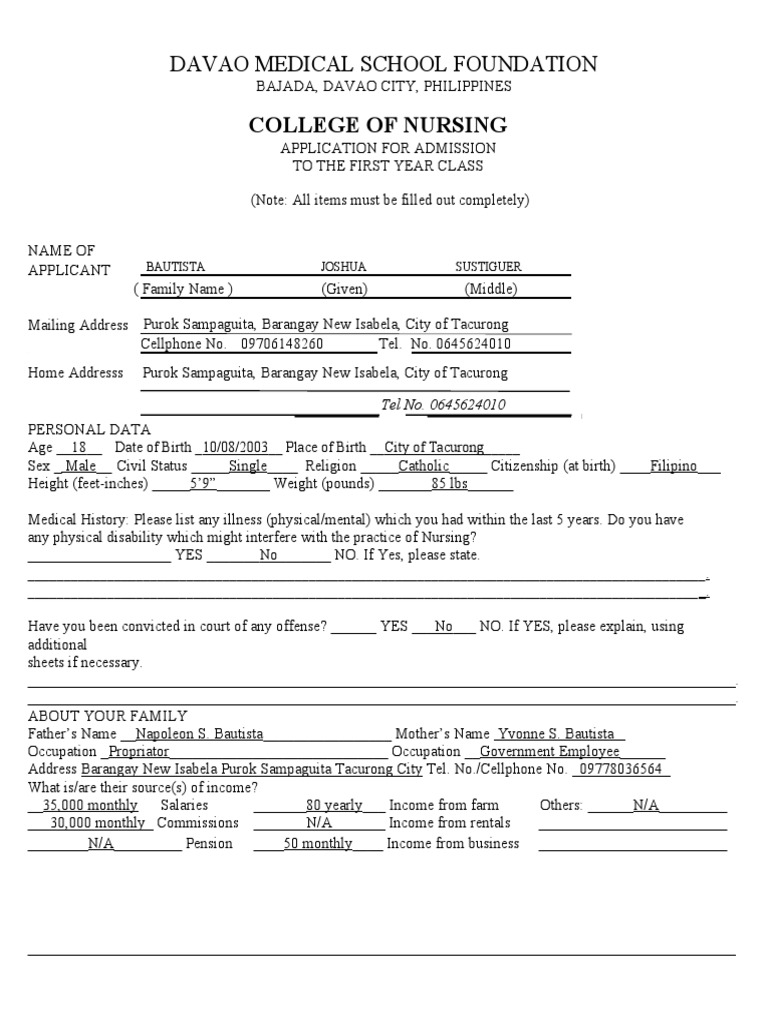 DMSF College of NursingApplication | PDF | Nursing | Medical School