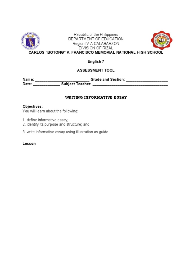 ENGLISH 7 Assessment Tool.2 | PDF