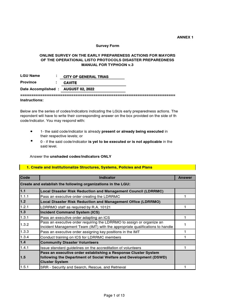 New Preparedness Survey | PDF | Emergency Management | Emergency