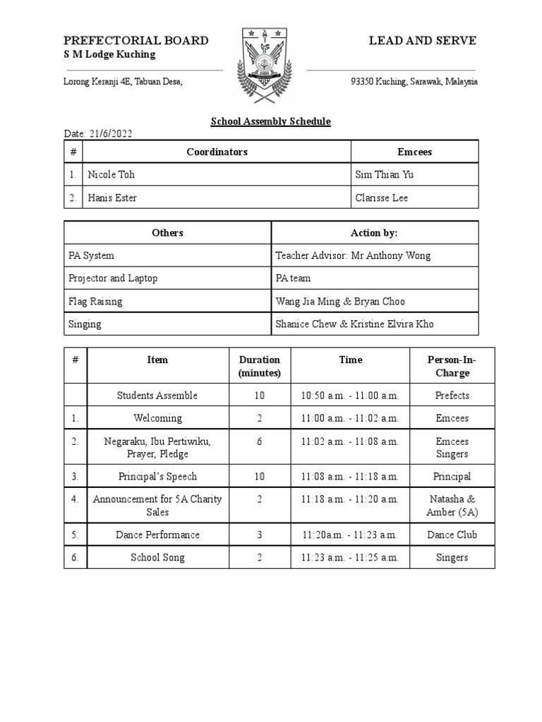 (21 - 6) Assembly Agenda | PDF