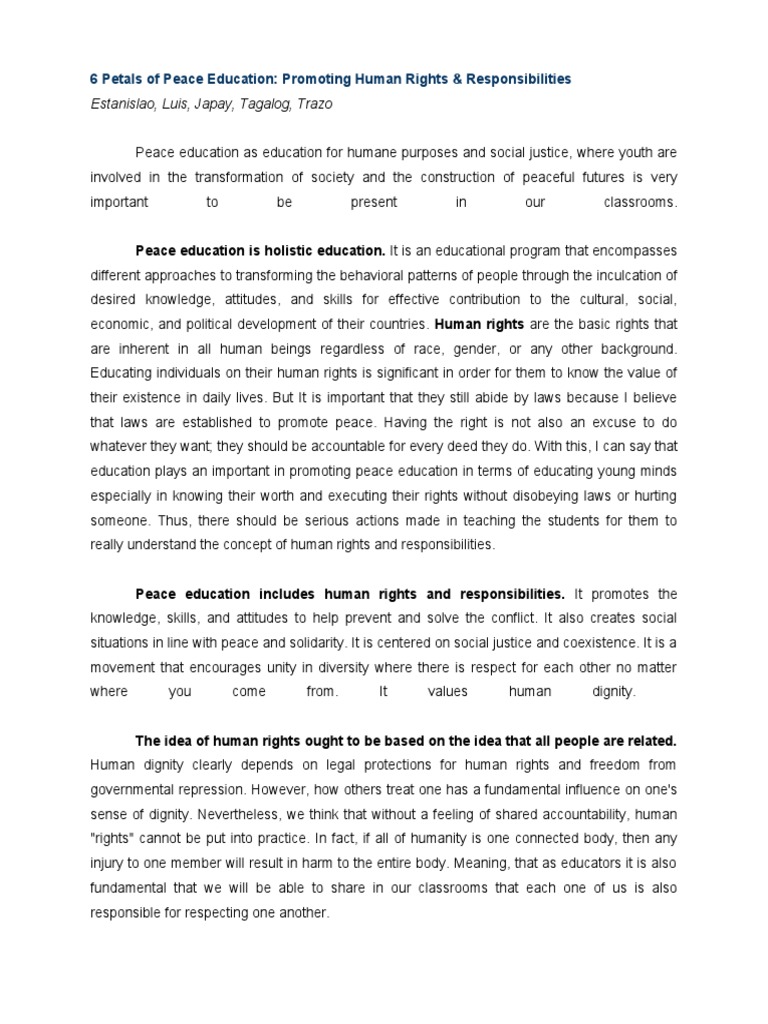 Group 4 - Insights For Peace Education | PDF | Peace | Human Rights
