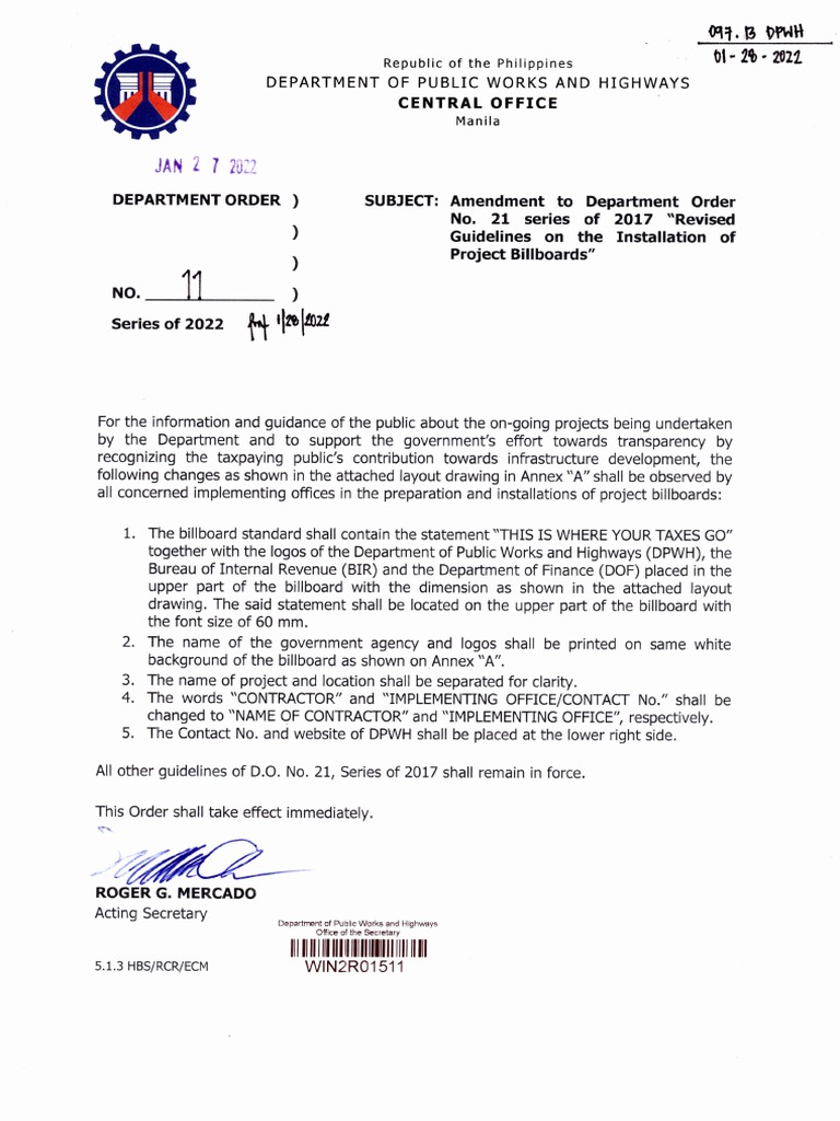 DO - 011 - s2022 Revised Project Billbaord | PDF | Billboard | Government Finances
