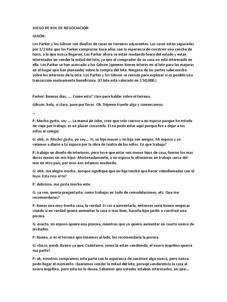 Juego de Rol de Negociación | PDF
