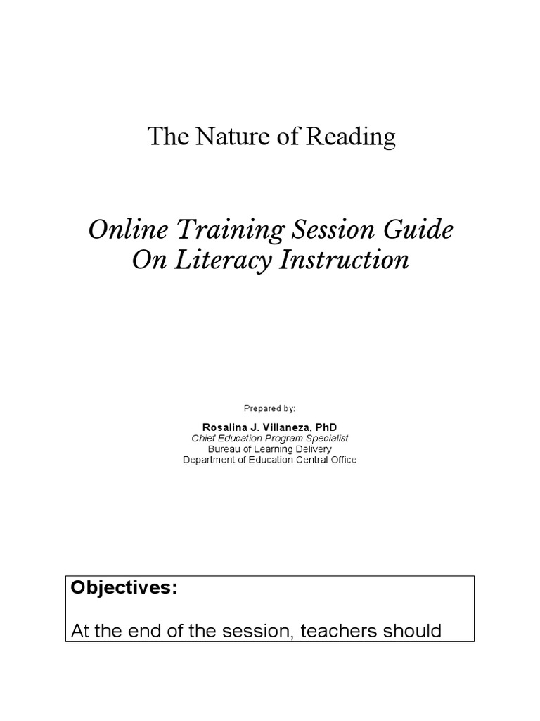 LAC Session Guide (Online) - The Nature of Reading | PDF | Reading ...
