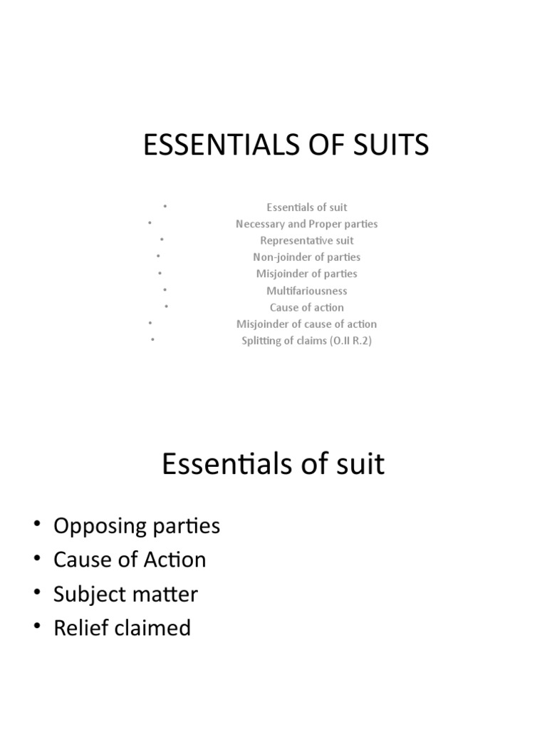 Essentials of Suits | PDF | Lawsuit | Cause Of Action