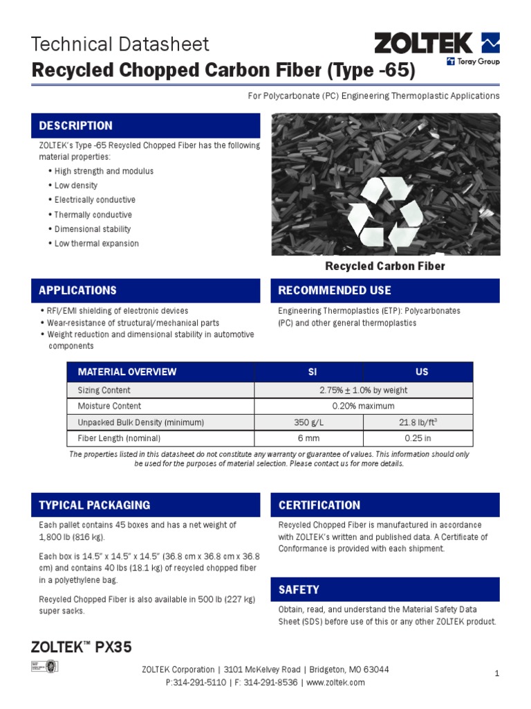 TDS Recycled Chopped Fiber 65 | PDF | Fibers | Thermoplastic