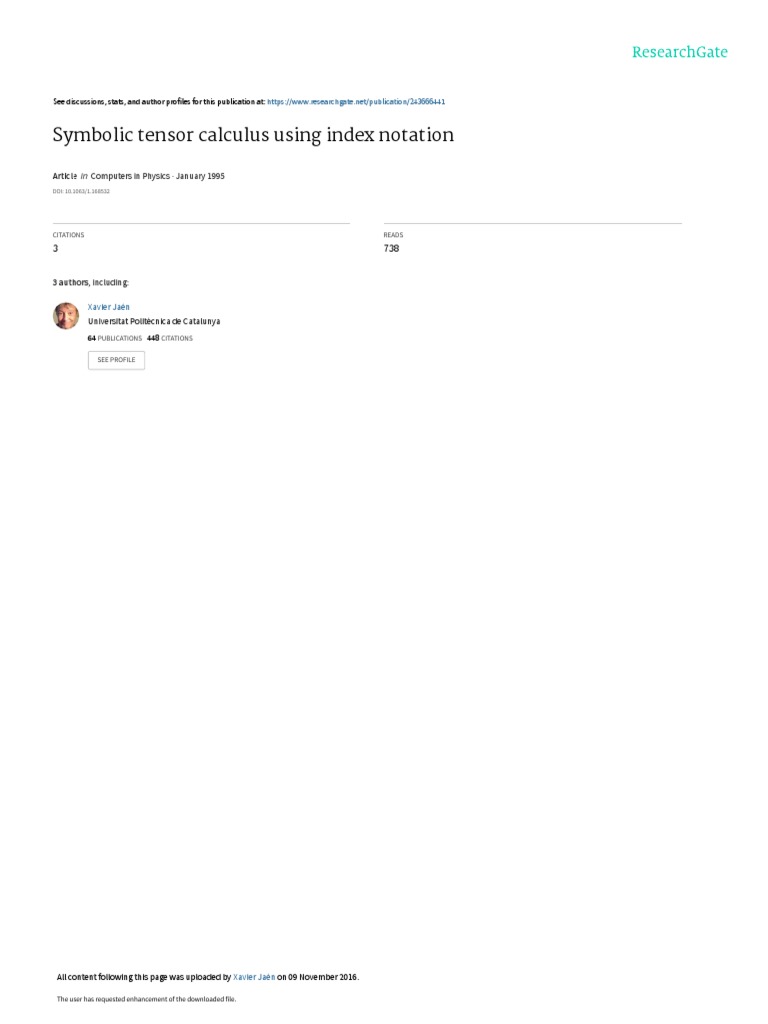 Symbolic Tensor Calculus Using Index Notation Pdf Tensor Basis